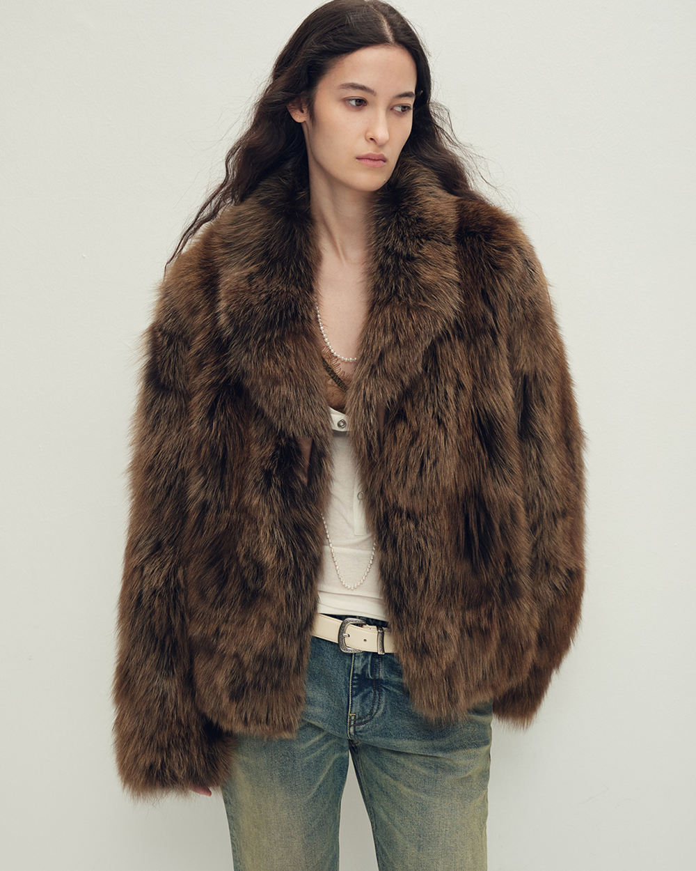 Firelady Saga Furs Fox Fur Coat with Built-In Fishbone Collar – MTG